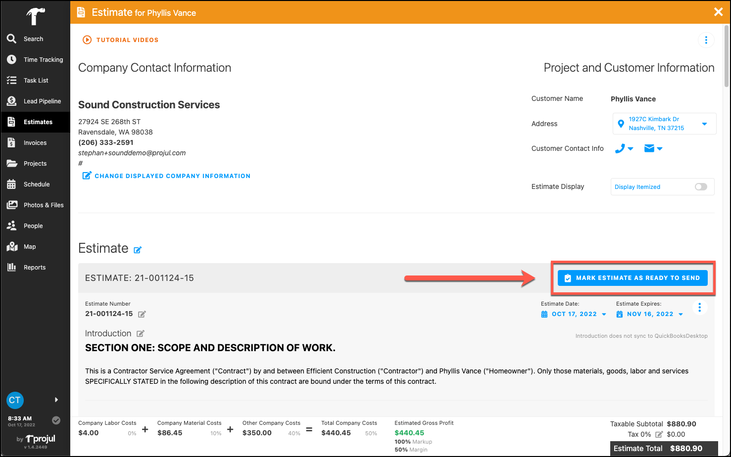 How does the "Require Estimate Approval" setting work? – Projul Knowledge Base