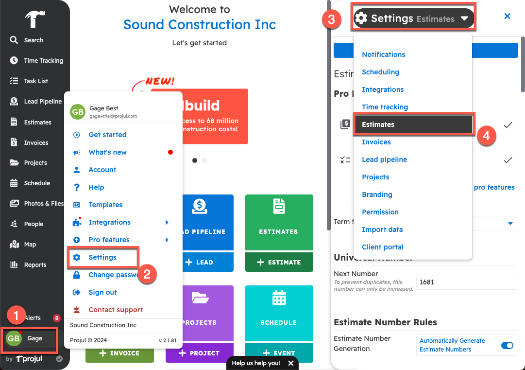 How Do Estimate Settings Work? – Projul Knowledge Base