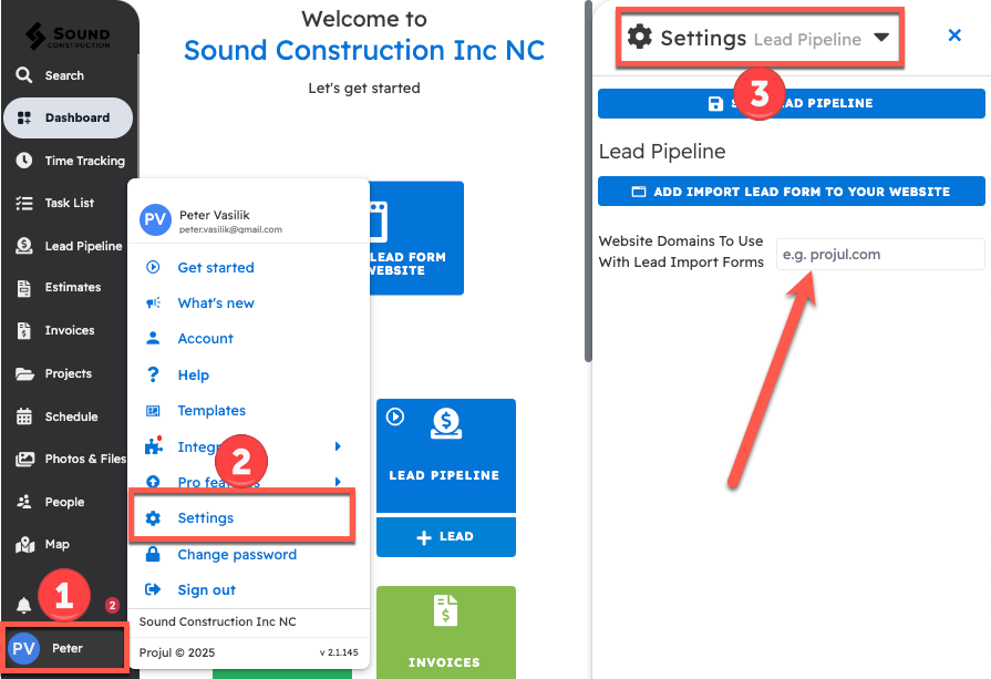 How can I add a lead capture form to my company website? – Projul Knowledge Base