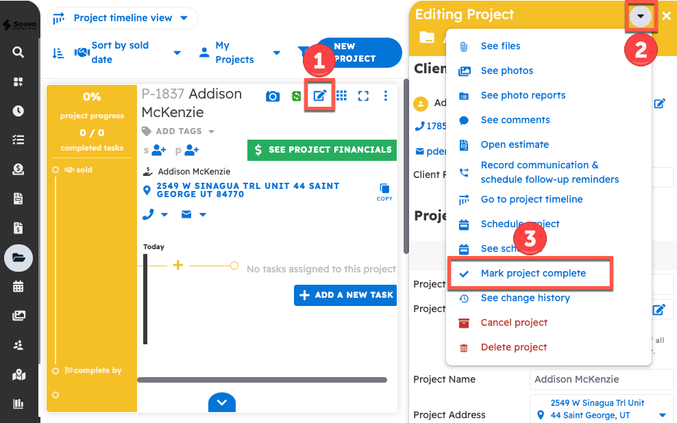 What does marking projects complete do? – Projul Knowledge Base