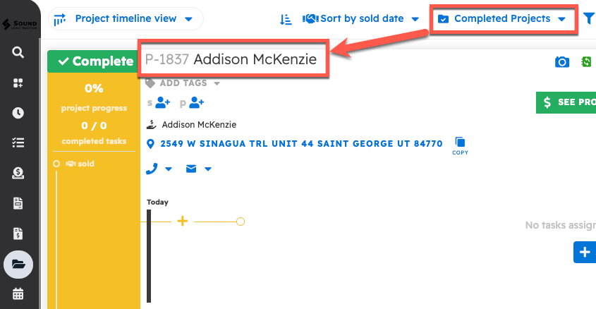What does marking projects complete do? – Projul Knowledge Base