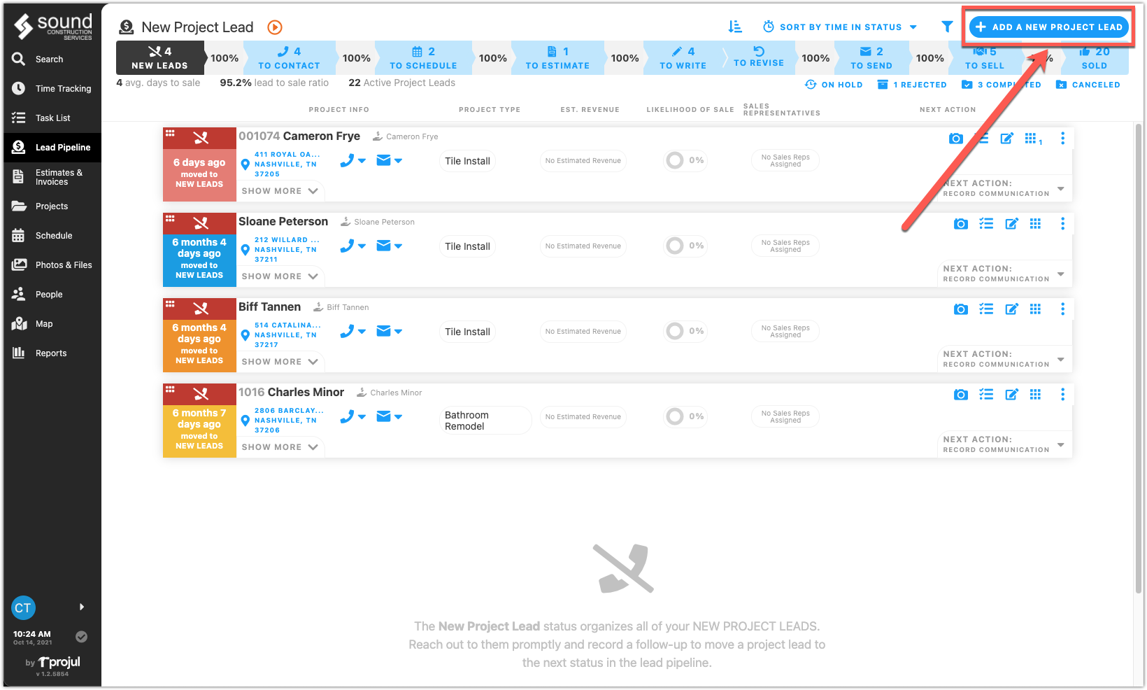 How do I create a new project lead? – Projul Knowledge Base